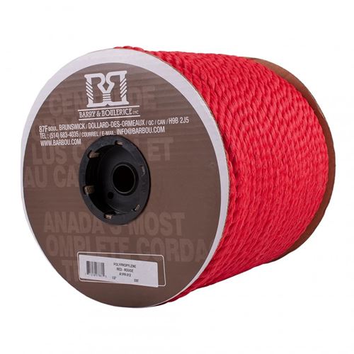 Barry & Boulerice® 3-Strand Twisted Red Polypropylene Rope - Jumbo ...